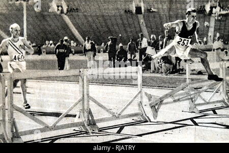 Photograph of the 400 Meter Hurdles during the 1932 Olympic games at ...