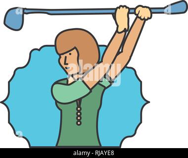 Female golf player avatar. Woman playing sport character. Profile user ...