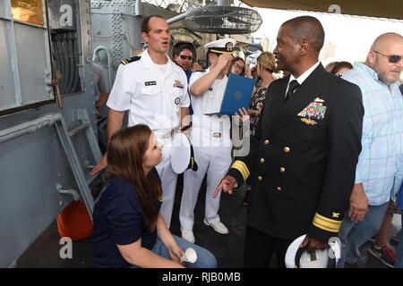 U.S. Navy Rear Adm. Keith Davids, left, commander of U.S. Southern ...