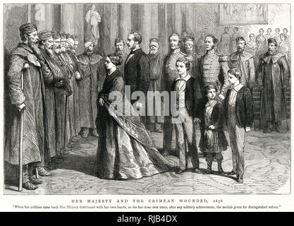 Queen Victoria visiting wounded soldiers at Netley Hospital near ...