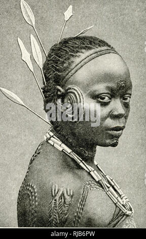 Woman with decorative scars, Belgian Congo, Central Africa Stock Photo ...