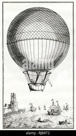 Blanchard and Jeffries Crossing the English Channel by Balloon, 1785 ...