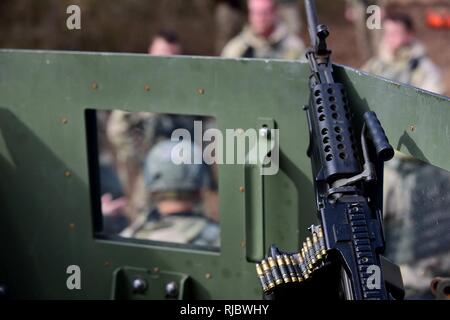 An M240-Bravo is secured atop a Humvee during exercise Thunderdome 18 ...