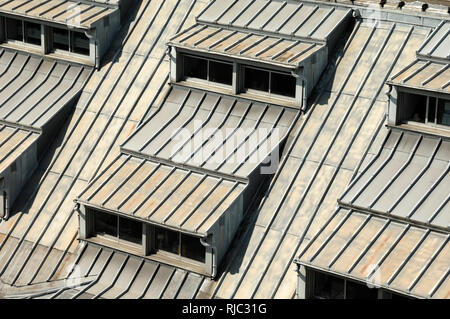 Dormer Windows on Metal and Leaded Roof Paris france Stock Photo - Alamy