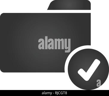 Folder Icon with checkmark icon in trendy flat style isolated on white ...