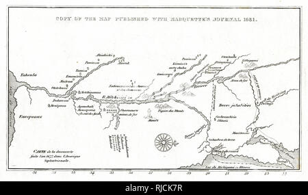 Jacques Marquette, Map of Mississippi River, 1673 Stock Photo - Alamy