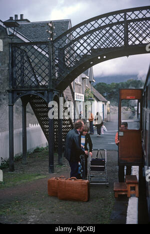 Passengers at Strathcarron railway station, Kyle of Lochalsh Line ...