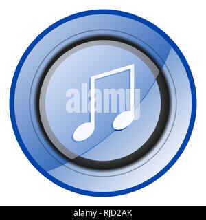 Music concept, piano blue web buton, glossy icon isolated on white ...