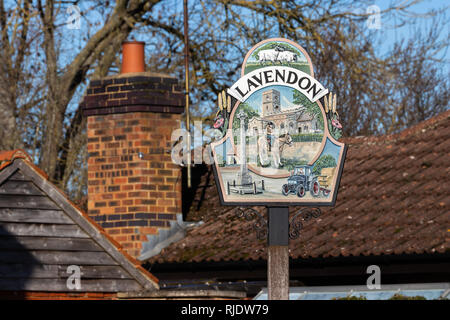 Village Sign at Lavendon village, Olney, Milton Keynes, Buckinghamshire ...