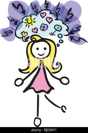 Happy positive thinking people set vector illustration. Cartoon ...