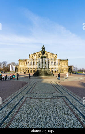 semper opera and monument to king john of saxony, dresden, germany ...