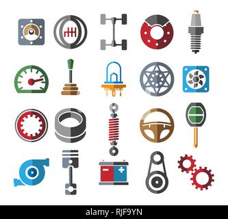 auto parts icons, signs, outline symbols, concept linear illustration ...