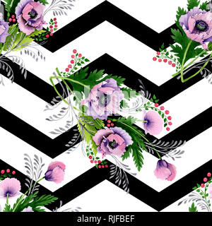 Pink purple poppy botanical flower. Wild spring leaf isolated ...