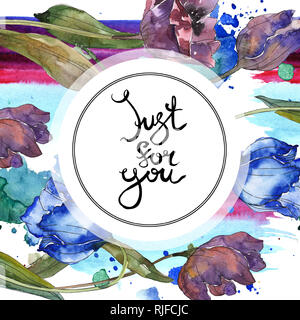 Purple and blue tulip floral botanical flower. Wild spring leaf ...