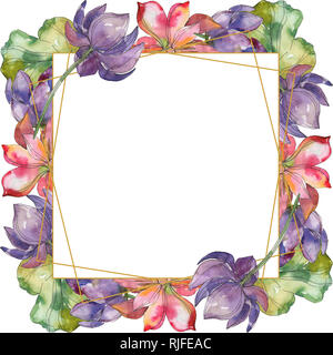 Pink and purple lotus foral botanical flower. Wild spring leaf ...