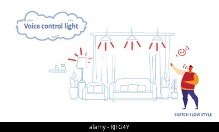 smarthome modern lamp controlled by man smart light recognizes commands ...