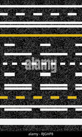 Asphalt road with yellow lane marking, concrete highway surface ...