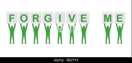 Men holding the phrase forgive me. Concept 3D illustration Stock Photo ...