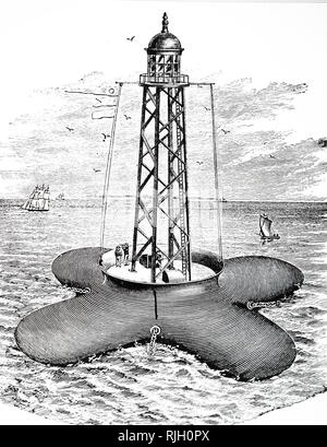 An engraving depicting a floating lighthouse designed by M. A. Freyer ...