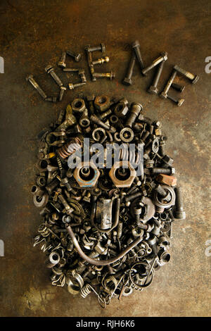 Face made out of metal objects and tools Stock Photo - Alamy
