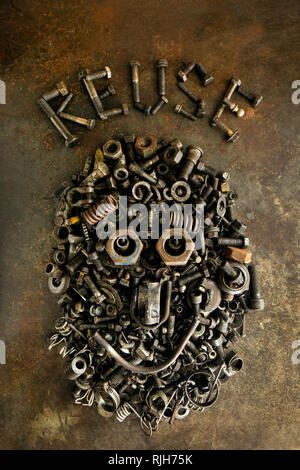 Face made out of metal objects Stock Photo - Alamy