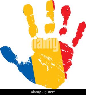 Chad flag and hand on white background. Vector illustration Stock ...