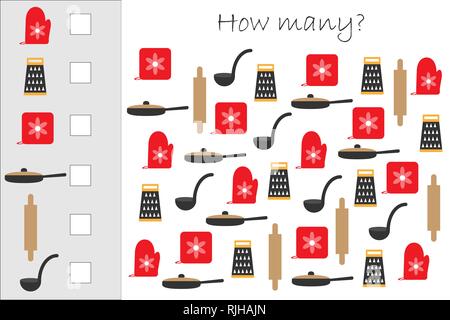 How many counting game with kitchen pictures for kids, educational ...