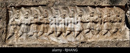 Carving of the Gods at the Hittite sanctuary of Yazilikaya in Turkey ...