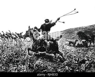 Using the bolas to hunt Rhea, South America Stock Photo - Alamy