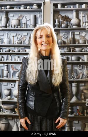 Artist PJ Crook at her home and studio in Bishop's Cleeve Stock Photo ...