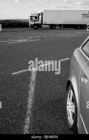 Highway rest area, A71, Massif-Central, France Stock Photo - Alamy
