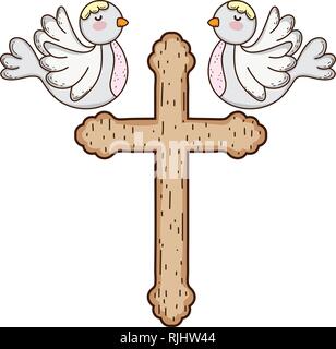 cute doves birds with cross Stock Vector Image & Art - Alamy