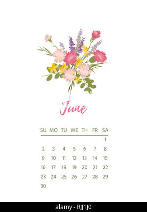 Vintage floral calendar 2019 Stock Photo - Alamy