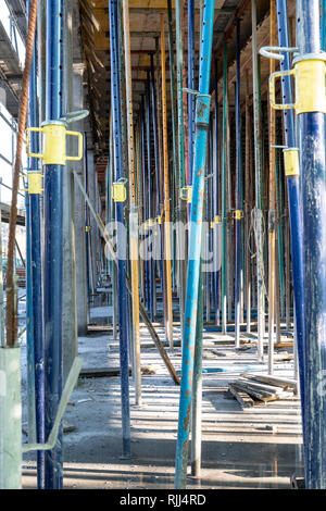 Metallic Struts in building structure under construction. Construction ...