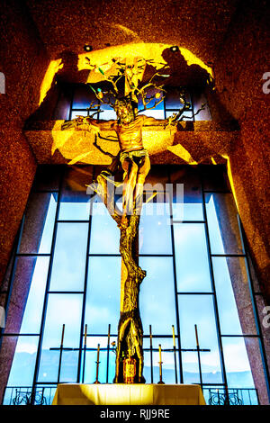 Interior of Chapel of the Holy Cross, Bronze Crucifix, Jesus In Roman ...