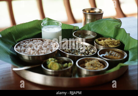 A traditional lunch thali at Kalari Kovilakom, a 19th century palace in ...