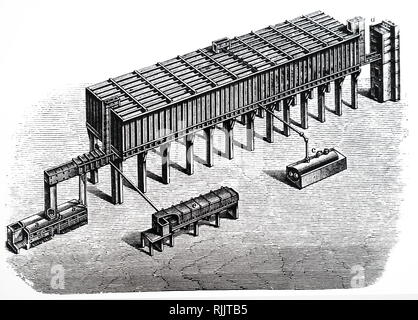 An engraving depicting the production of sulphuric acid in lead ...