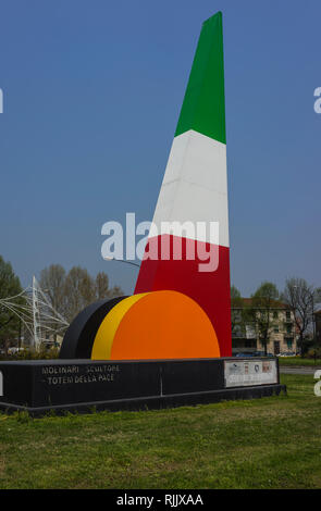 Turin, Italy - April 18, 2013: "The Peace Totem", artwork by Mario ...