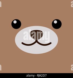 cute bear face icon over white background, blue line design. vector ...
