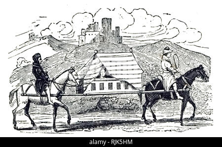 An engraving depicting a Litter, a wheel less vehicle which would be ...