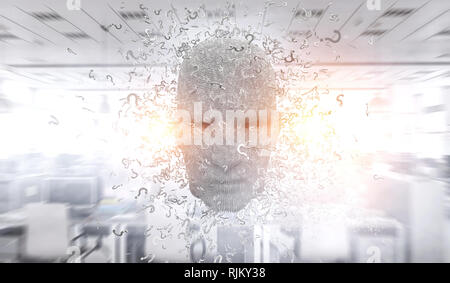 Modern technology concept wih cyber robot face. Mixed media Stock Photo ...