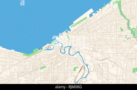 Modern City Map - Cleveland Ohio city of the USA with neighborhoods and ...