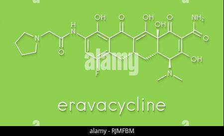 Eravacycline antibiotic drug molecule (tetracycline class). 3D ...