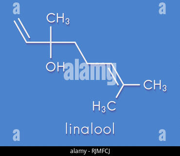 Linalool molecule. It is terpene alcohol. Molecular model. 3D rendering ...