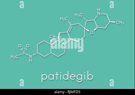 Patidegib drug molecule (hedgehog pathway inhibitor). Stylized skeletal ...