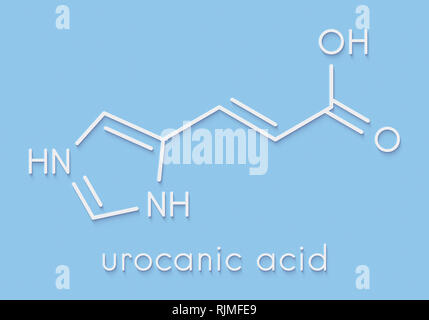 Urocanic acid molecule. Breakdown product of histidine. White skeletal ...