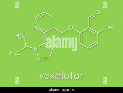 Voxelotor sickle cell disease drug molecule. 3D rendering Stock Photo ...