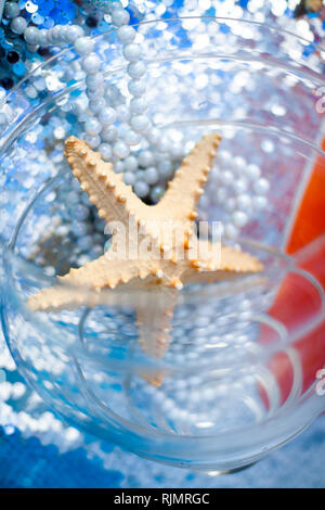 Dried red starfish on blue. Photo Stock Photo - Alamy