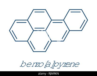 Benzo[a]pyrene (BaP) polycyclic aromatic hydrocarbon molecule. Skeletal ...