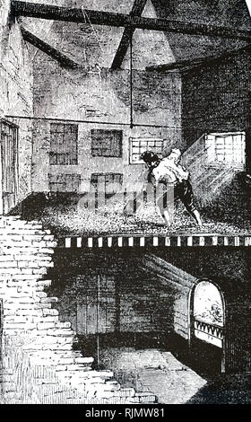 An engraving of a Malting kiln in which the germination of barley was ...